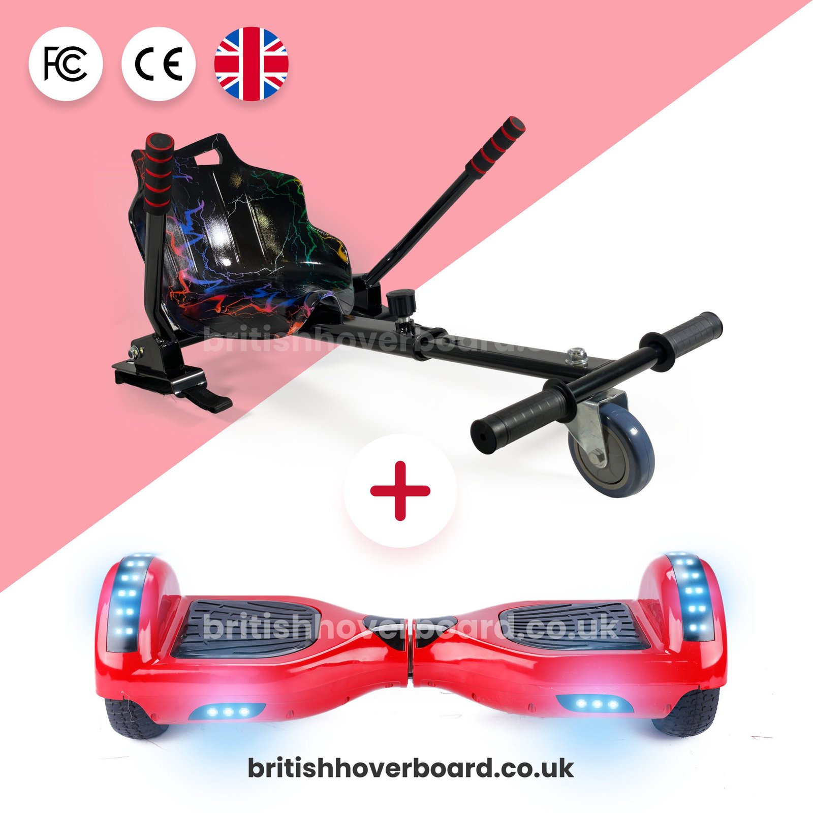 Red 6.5 Bluetooth Hoverboard Black Lighten Hoverkart Bundle
